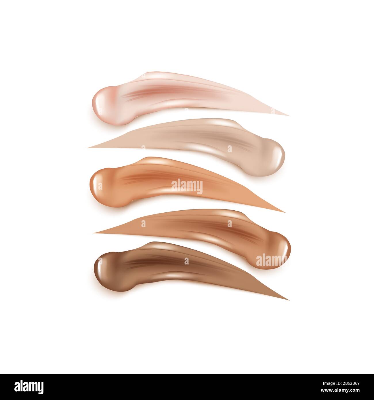 Collection of liquid foundation, osmetic concealer smear strokes, tone ...