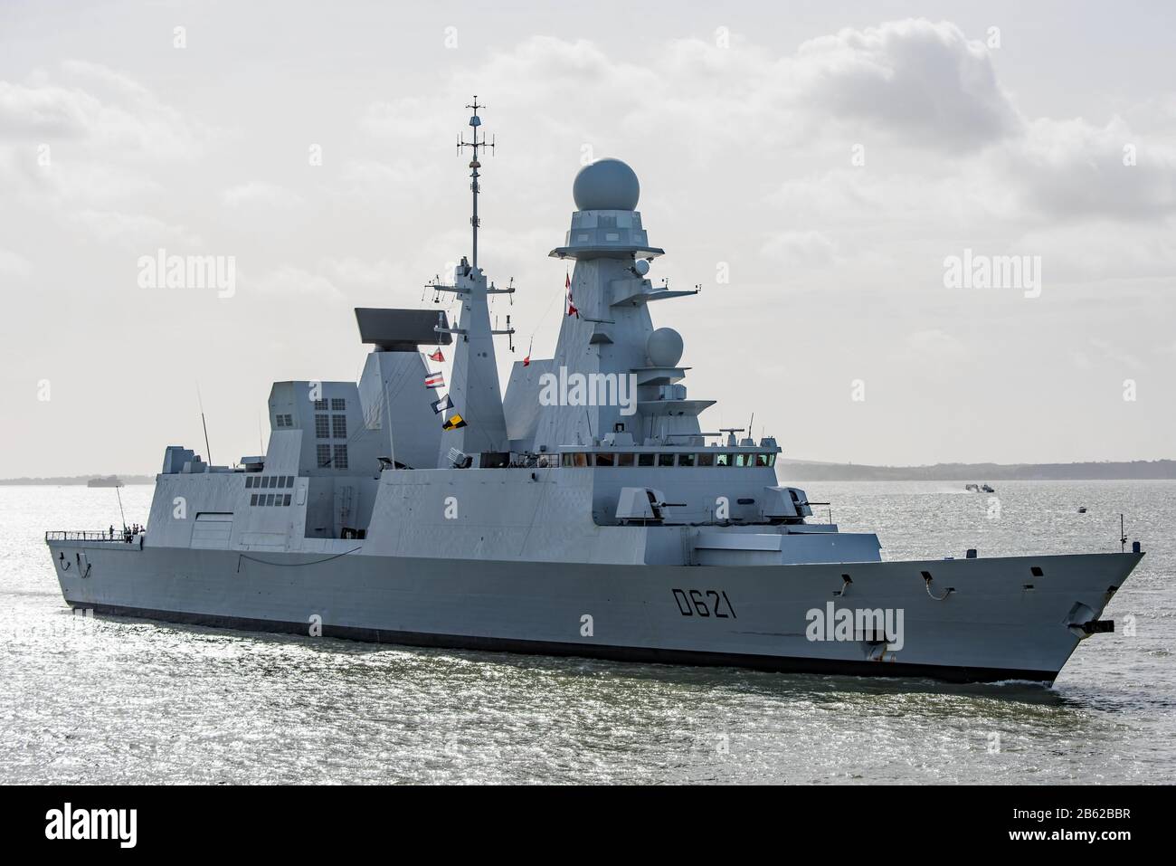 The French Navy (Marine Nationale) Horizon Class warship FS Chevalier Paul (D621) arriving at ...