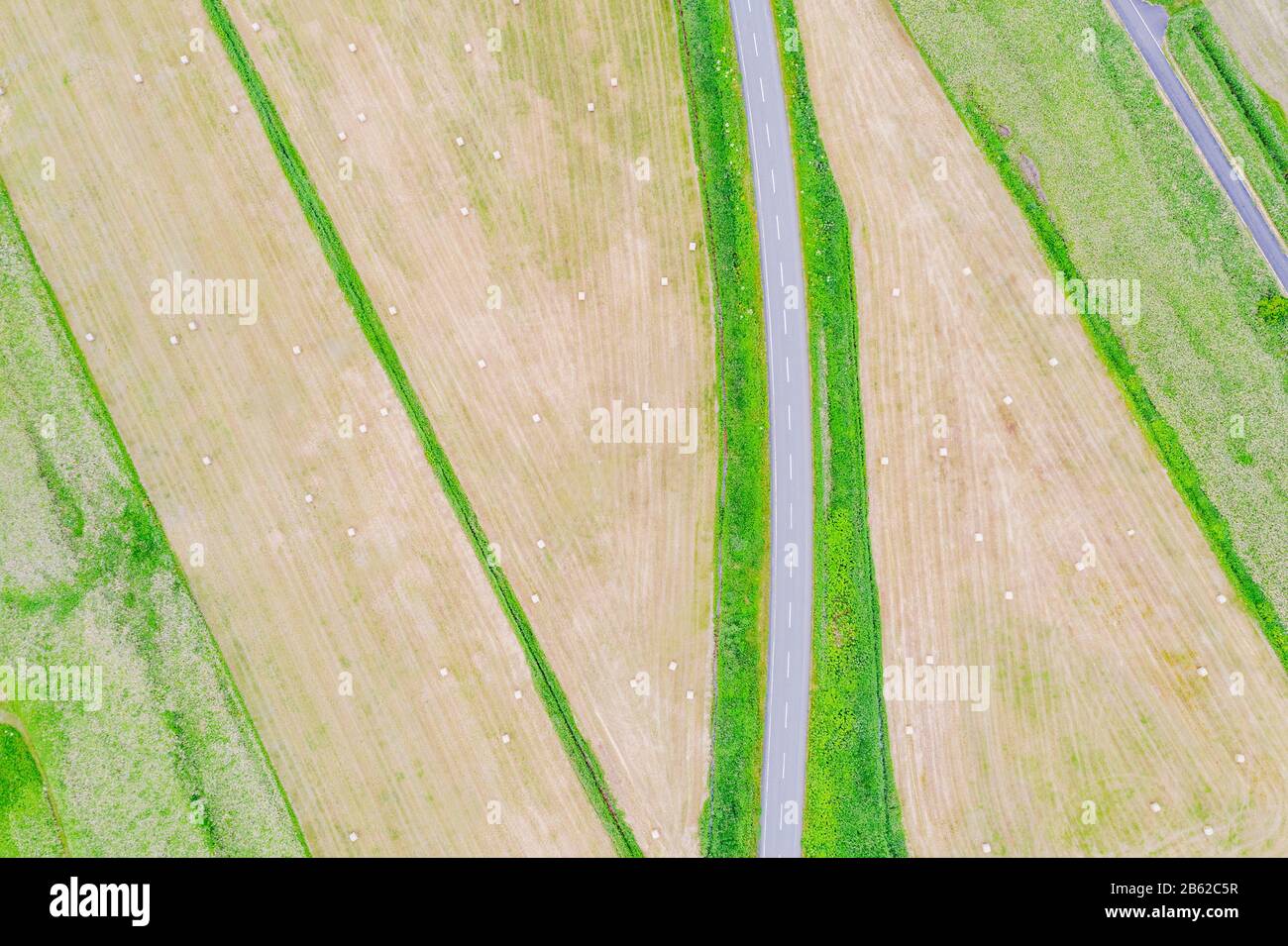 Japan, Hokkaido, aerial view of harvested wheat fields Stock Photo - Alamy