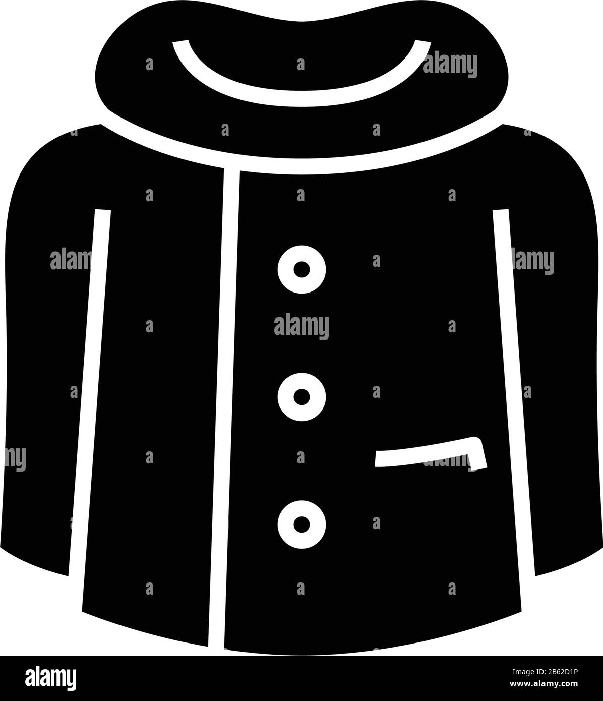 Warm jacket black icon, concept illustration, vector flat symbol, glyph ...