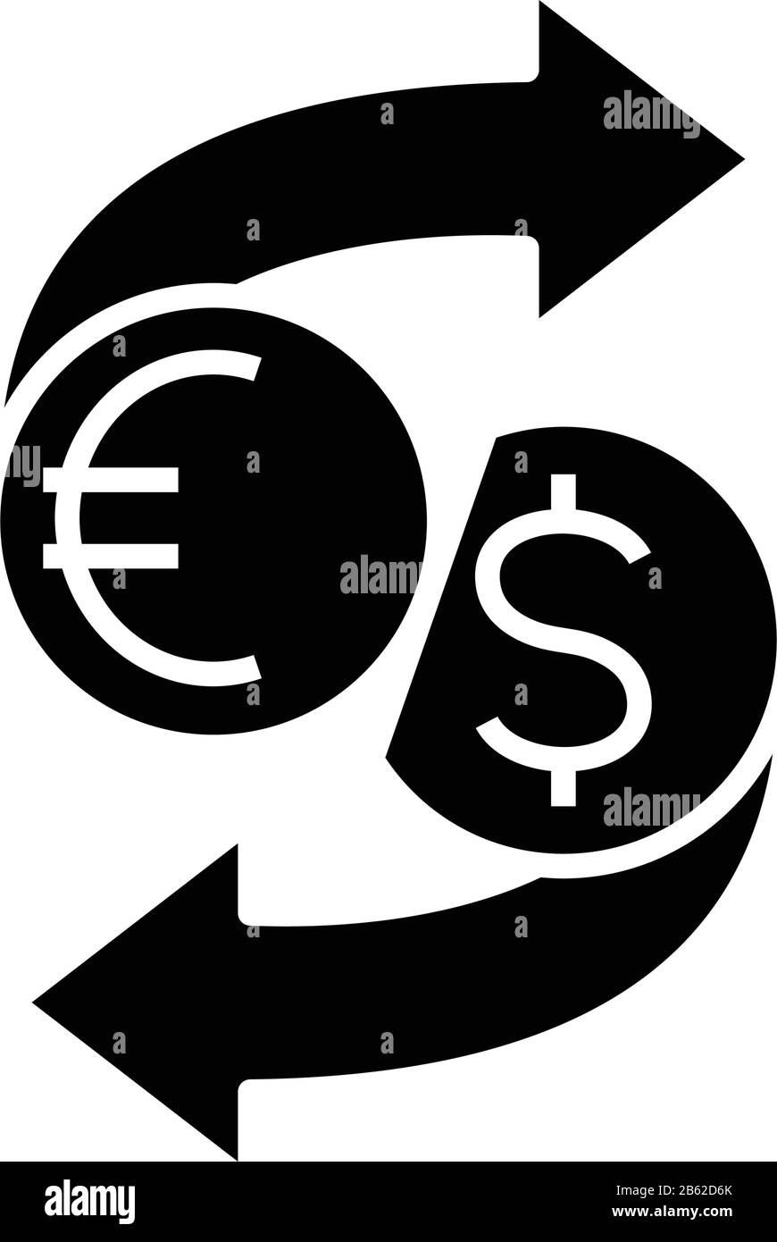 Transfer of currency black icon, concept illustration, vector flat ...