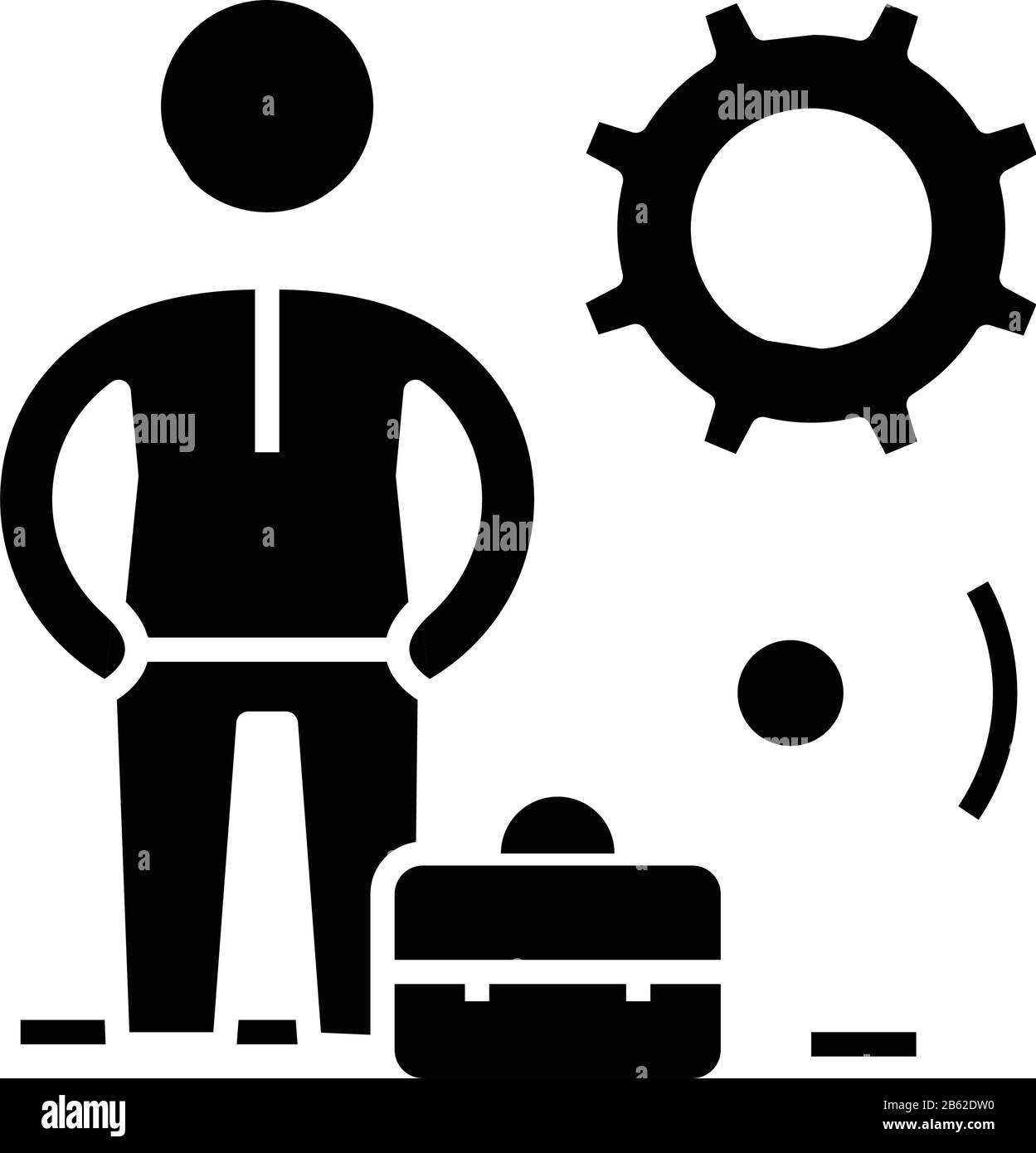 Working person line icon, concept sign, outline vector illustration ...