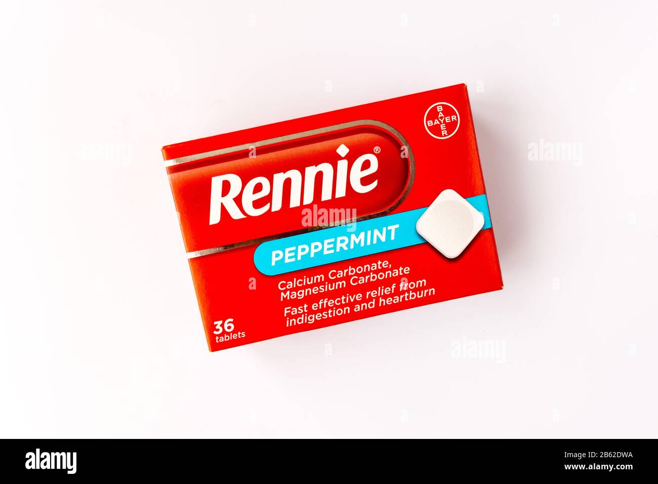 Photograph of Box of Rennie indigestion & heartburn relief tablets ...