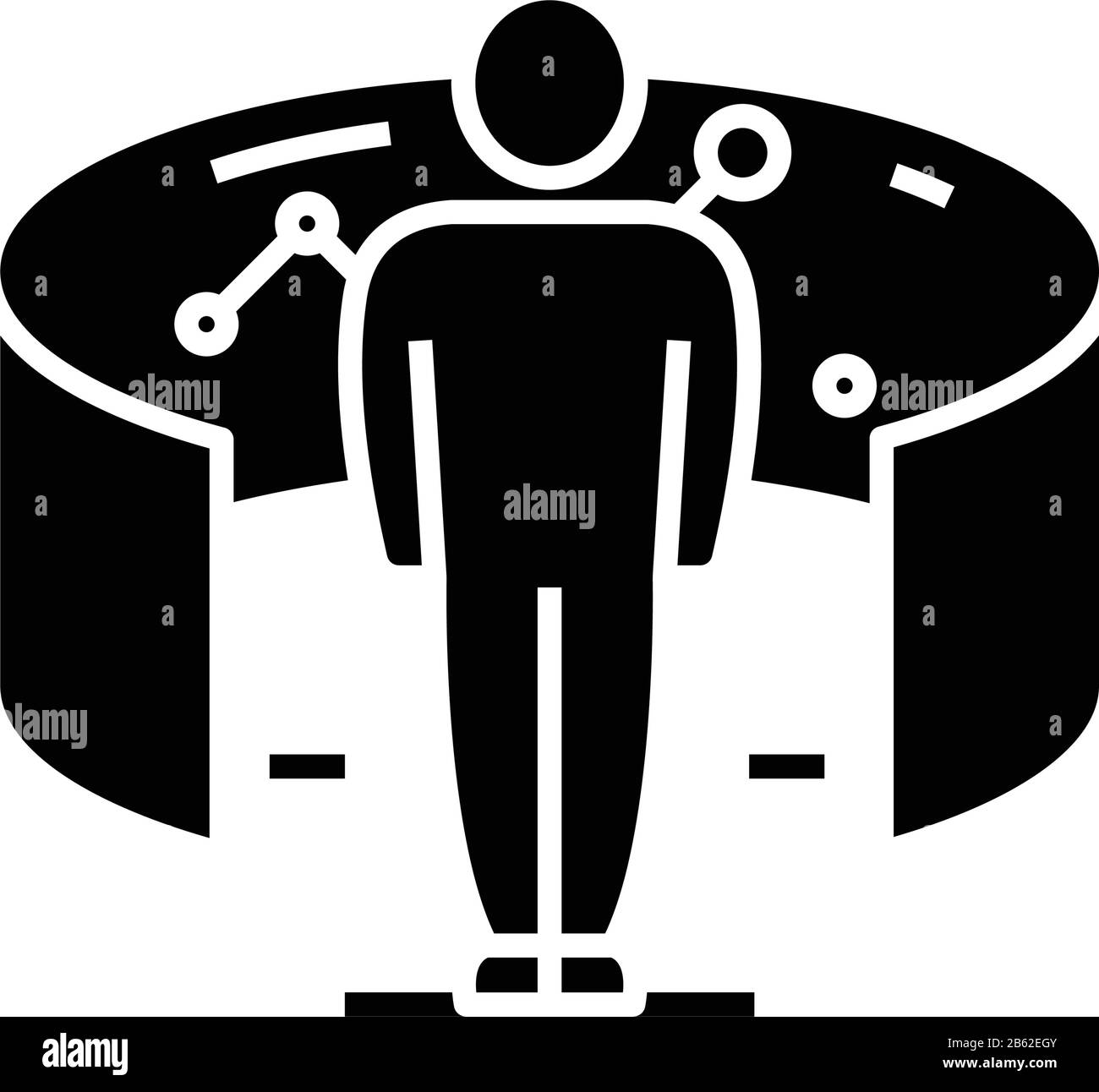 Virtual system black icon, concept illustration, vector flat symbol ...