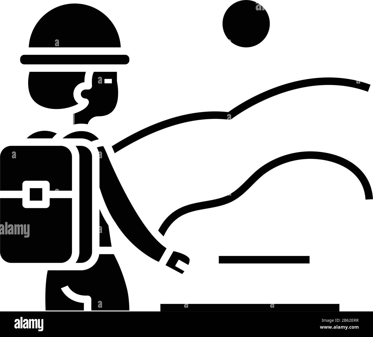 Tourist black icon, concept illustration, vector flat symbol, glyph ...