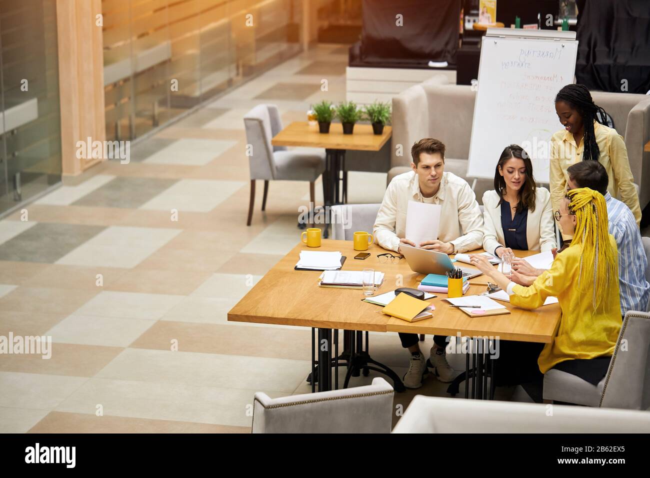 young students taking part in the seminar, workshop, copy space ...