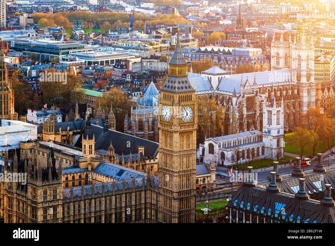 Beautiful panoramic scenic view on London's southern part from window ...