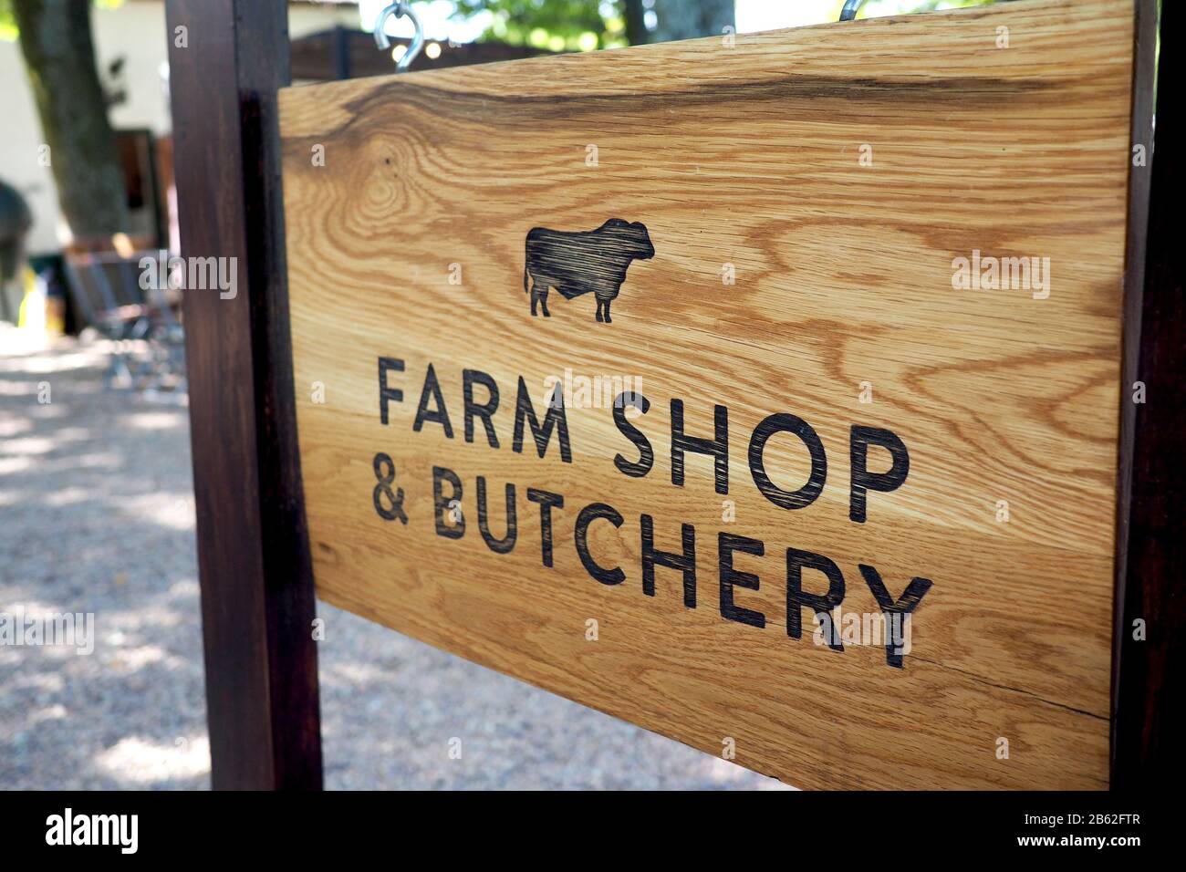 Sign for a farm shop and butchery Stock Photo - Alamy