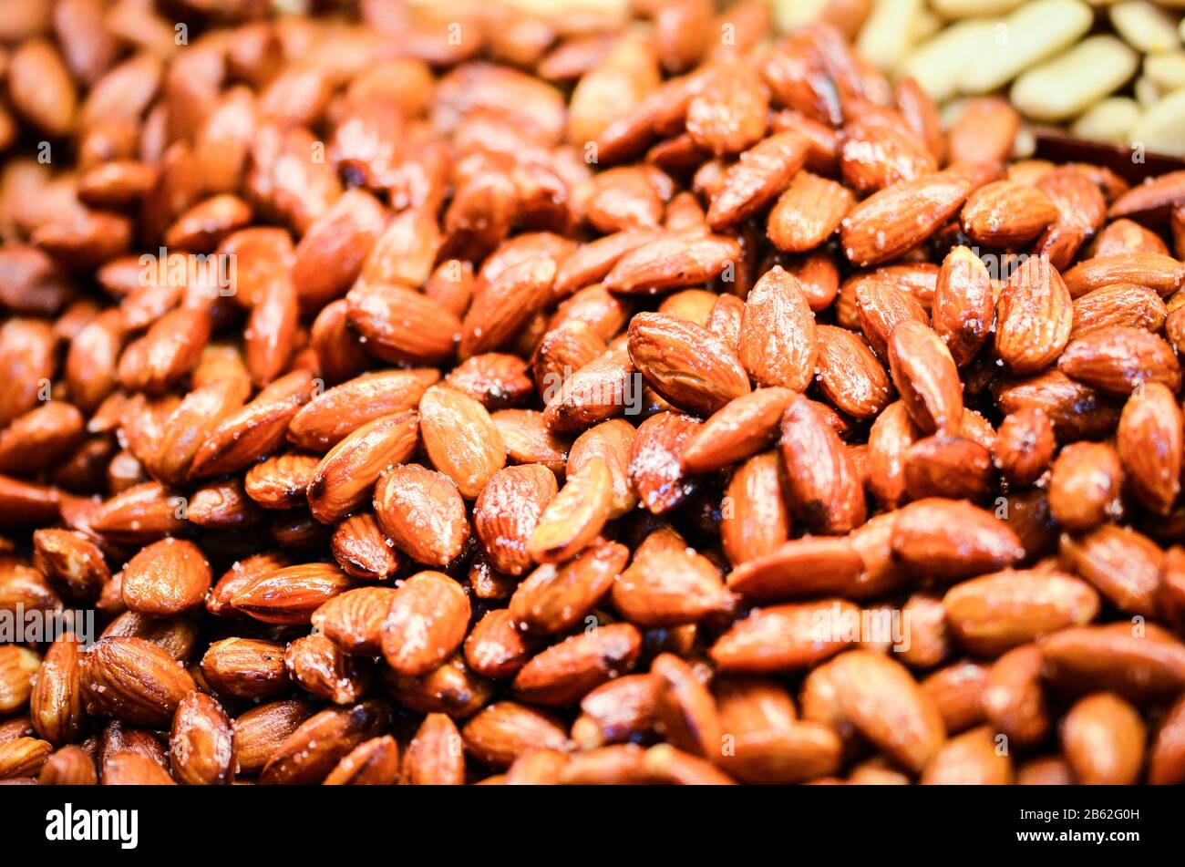 delicious nuts & seeds close up view within the local spanish market ...