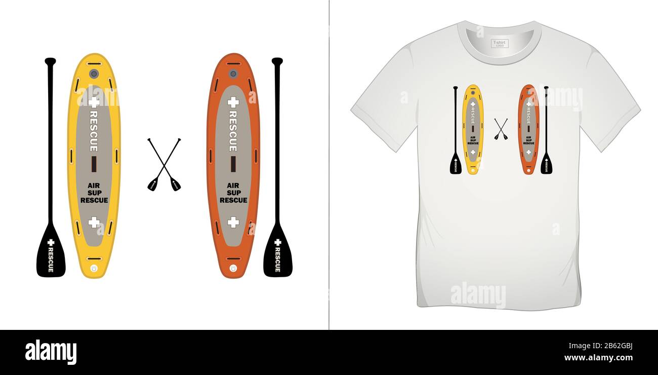Print on t-shirt graphics design, Paddle board and surfboard, air sup ...