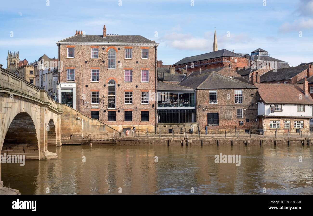 The Ouse Bridge in York leading to King’s Staith. A restaurant and pub ...