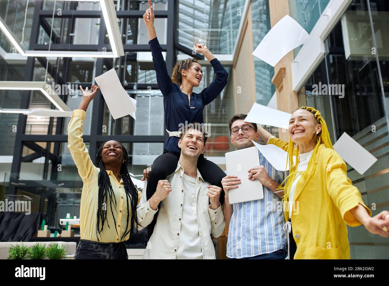 ambitious team after finishing the deal. entrepreneurs achieving goals ...