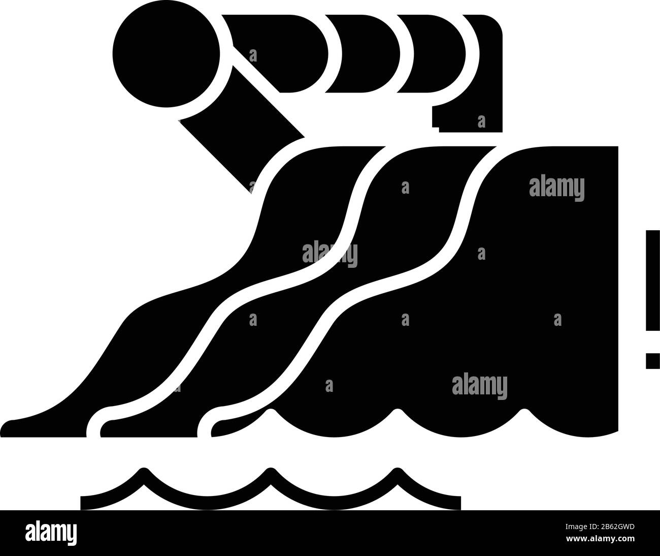 Water rides black icon, concept illustration, vector flat symbol, glyph ...