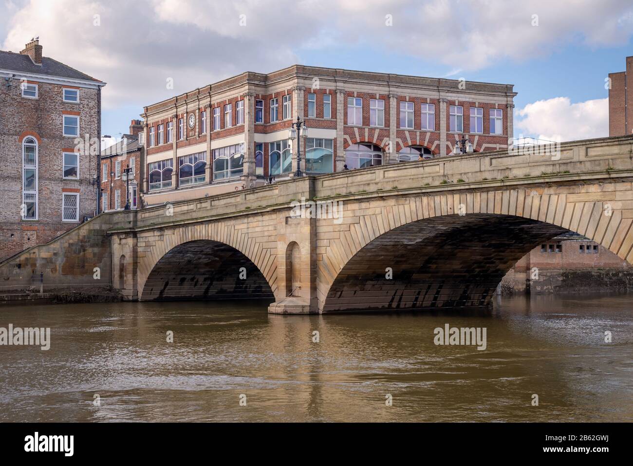 The Ouse Bridge in York. The 19th stone structure spans the River Ouse ...