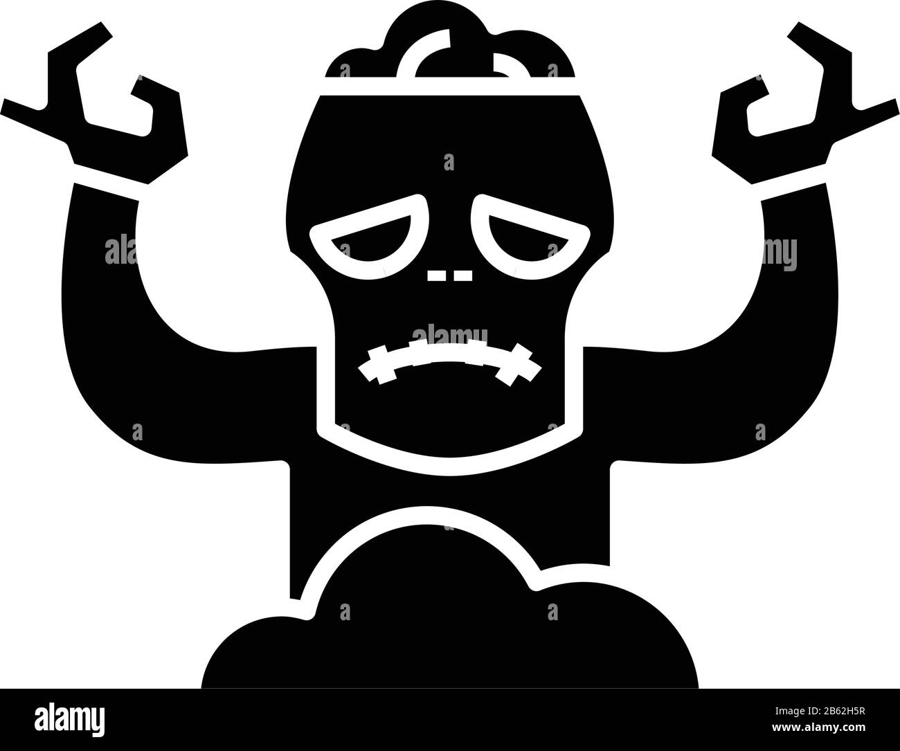 Ugly ghost black icon, concept illustration, vector flat symbol, glyph ...