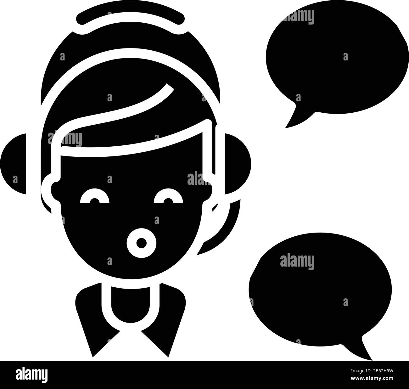 Working operator line icon, concept sign, outline vector illustration ...