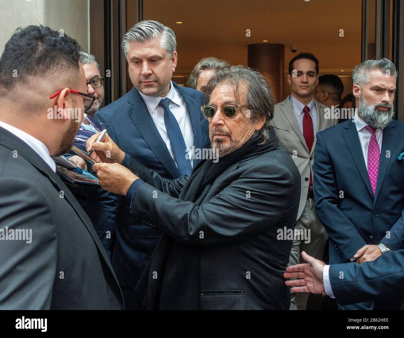 Al Pacino signing autographs at the Mayfair Hotel after attending the ...