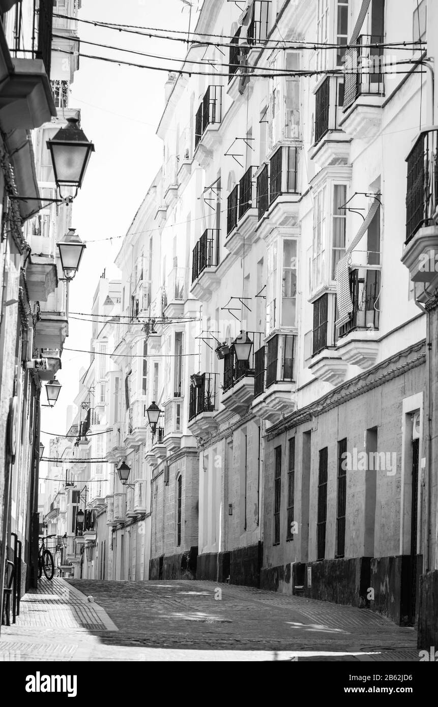 close up view of the historical streets of the spanish cities ...