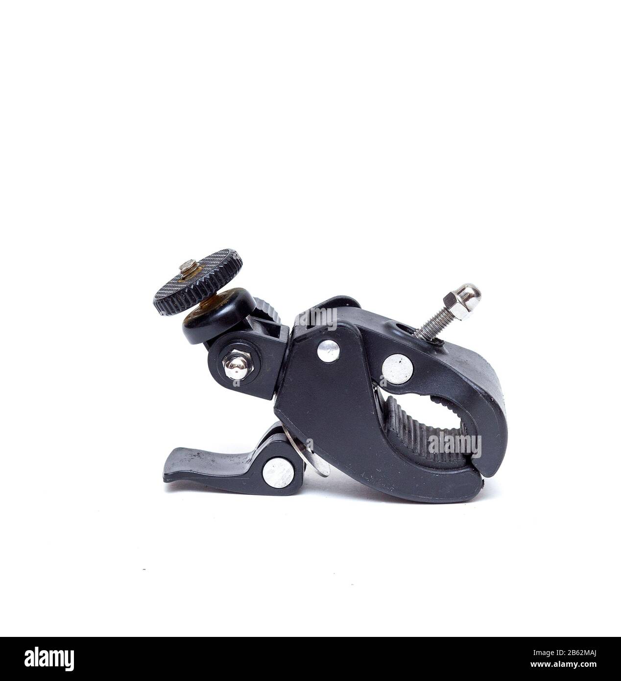 black clamp fastening isolated on white Stock Photo - Alamy