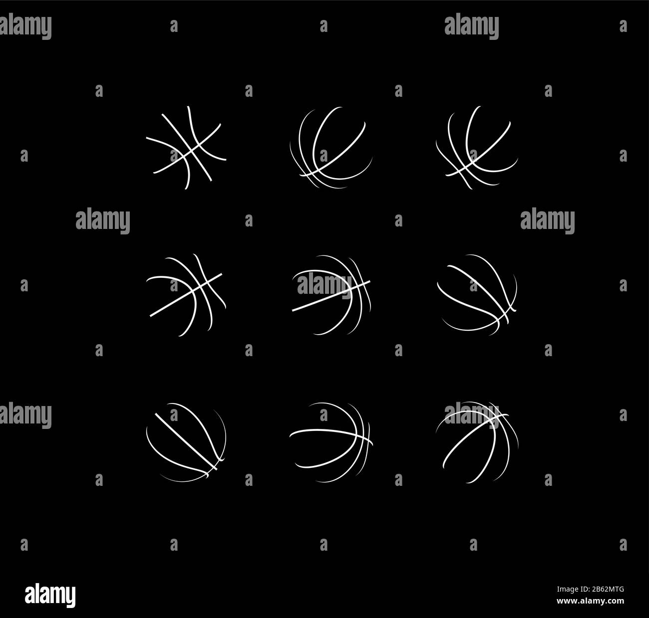 Set of basketball balls with different rotation angles. Vector 3d Stock ...