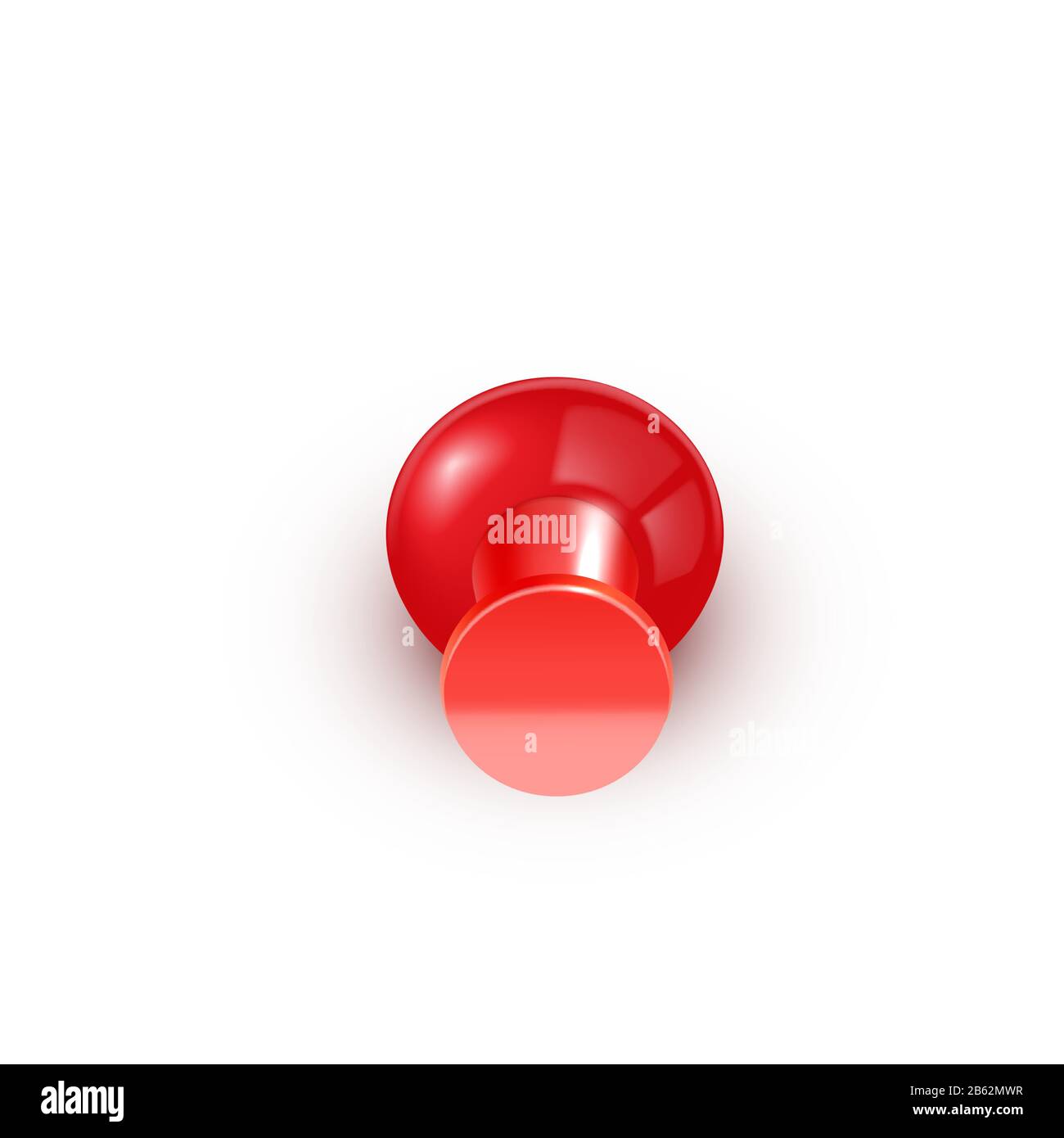 Realistic vector plastic glossy red push pin 3D vector icon on white ...