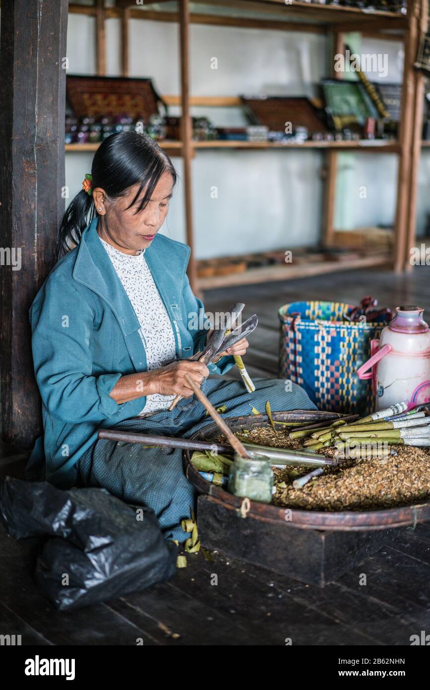Handmade cigars, Inle lake, Myanmar, Asia Stock Photo - Alamy