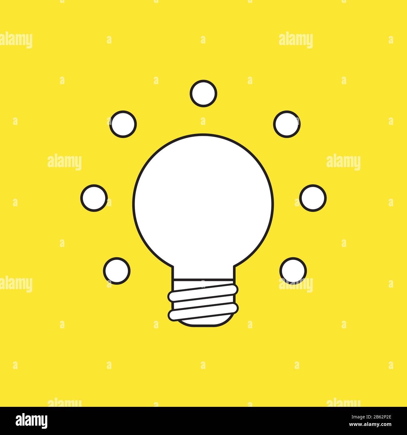 Vector illustration icon concept of glowing light bulb. Black outlines ...