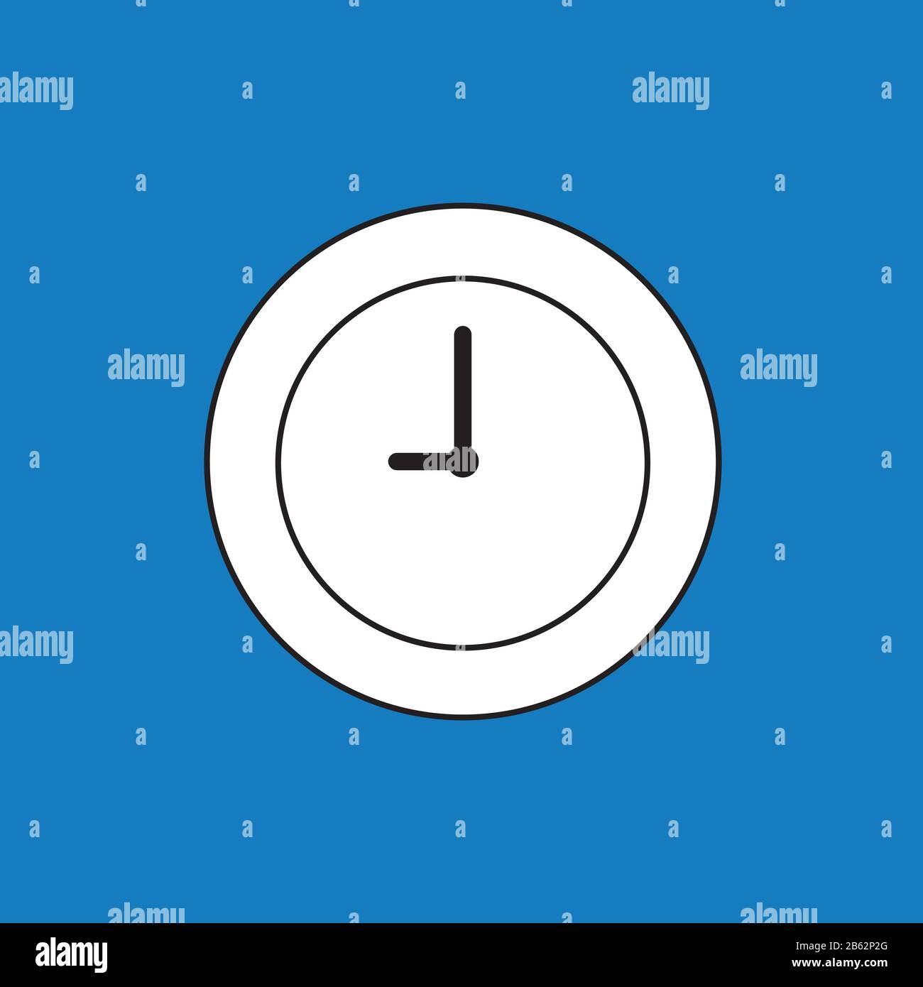 Vector illustration icon concept of clock time. Black outlines, blue ...