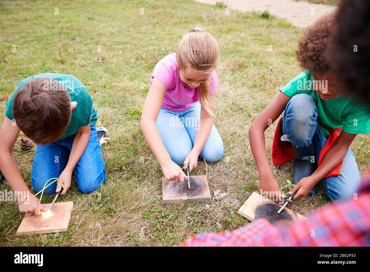 Team Leader Showing Group Of Children On Outdoor Camping Trip How To ...