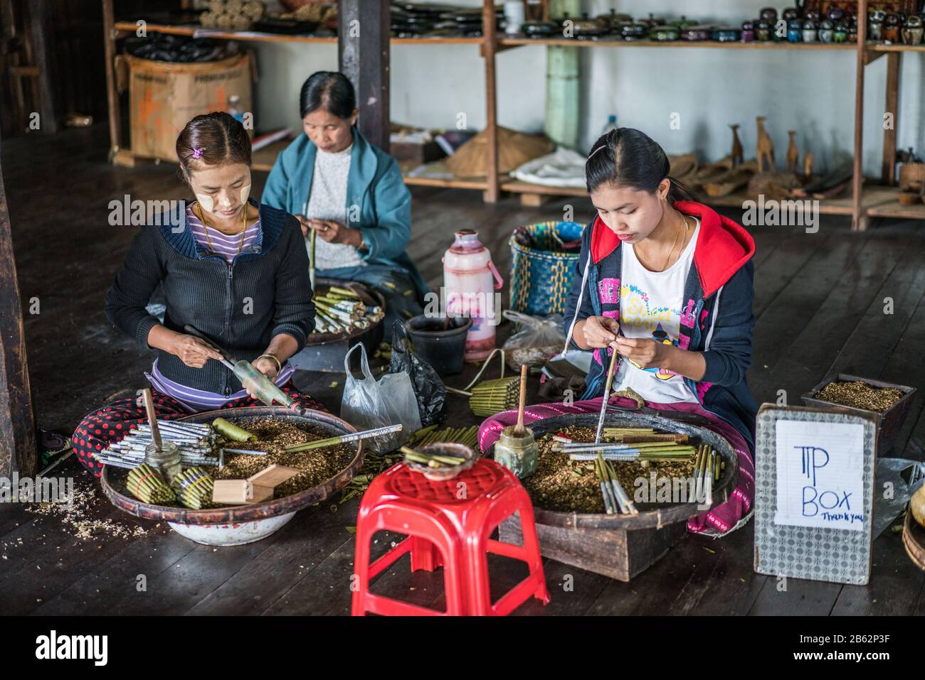 Handmade cigars, Inle lake, Myanmar, Asia Stock Photo - Alamy