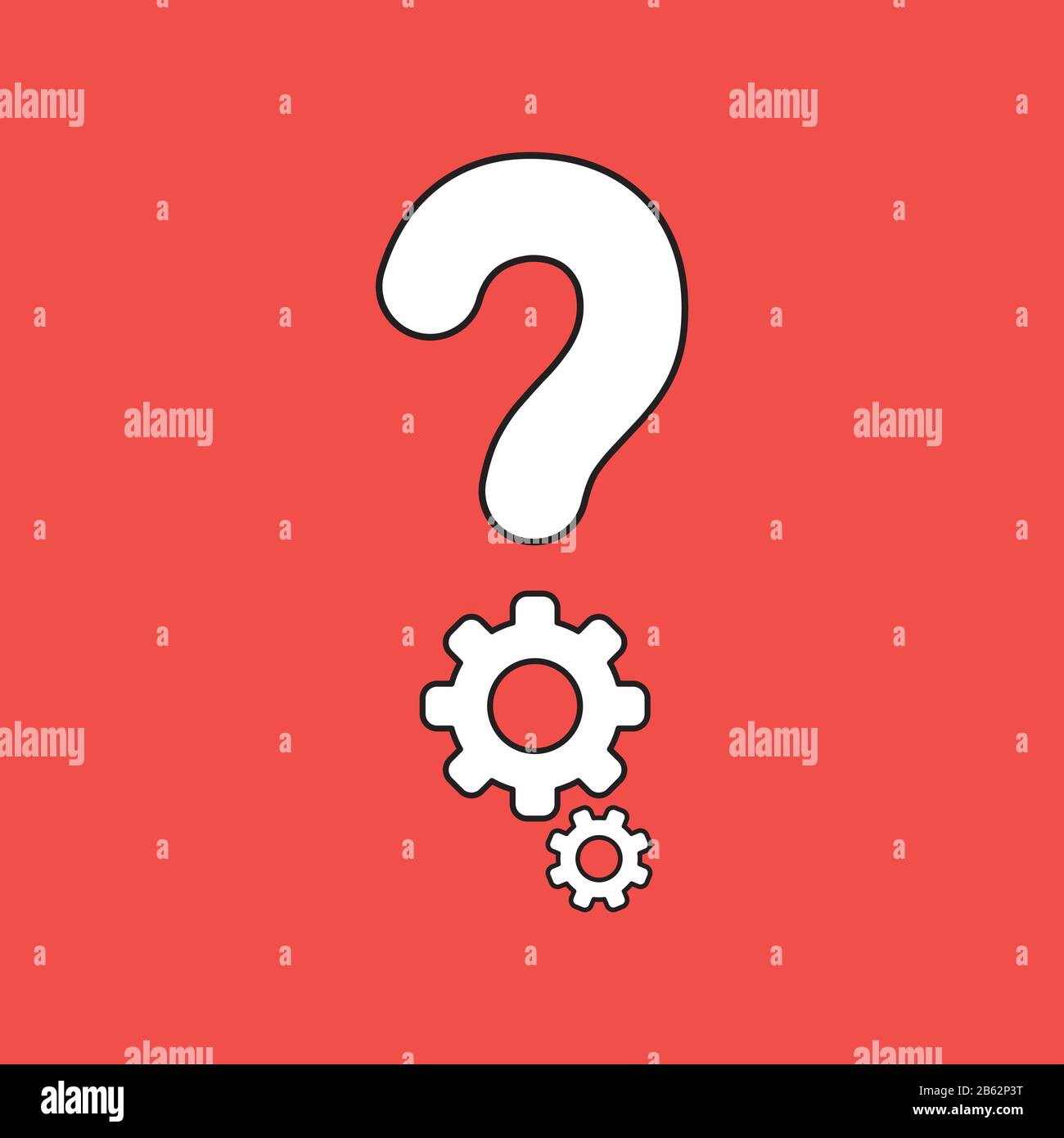 Vector illustration icon concept of question mark with gears. Black ...