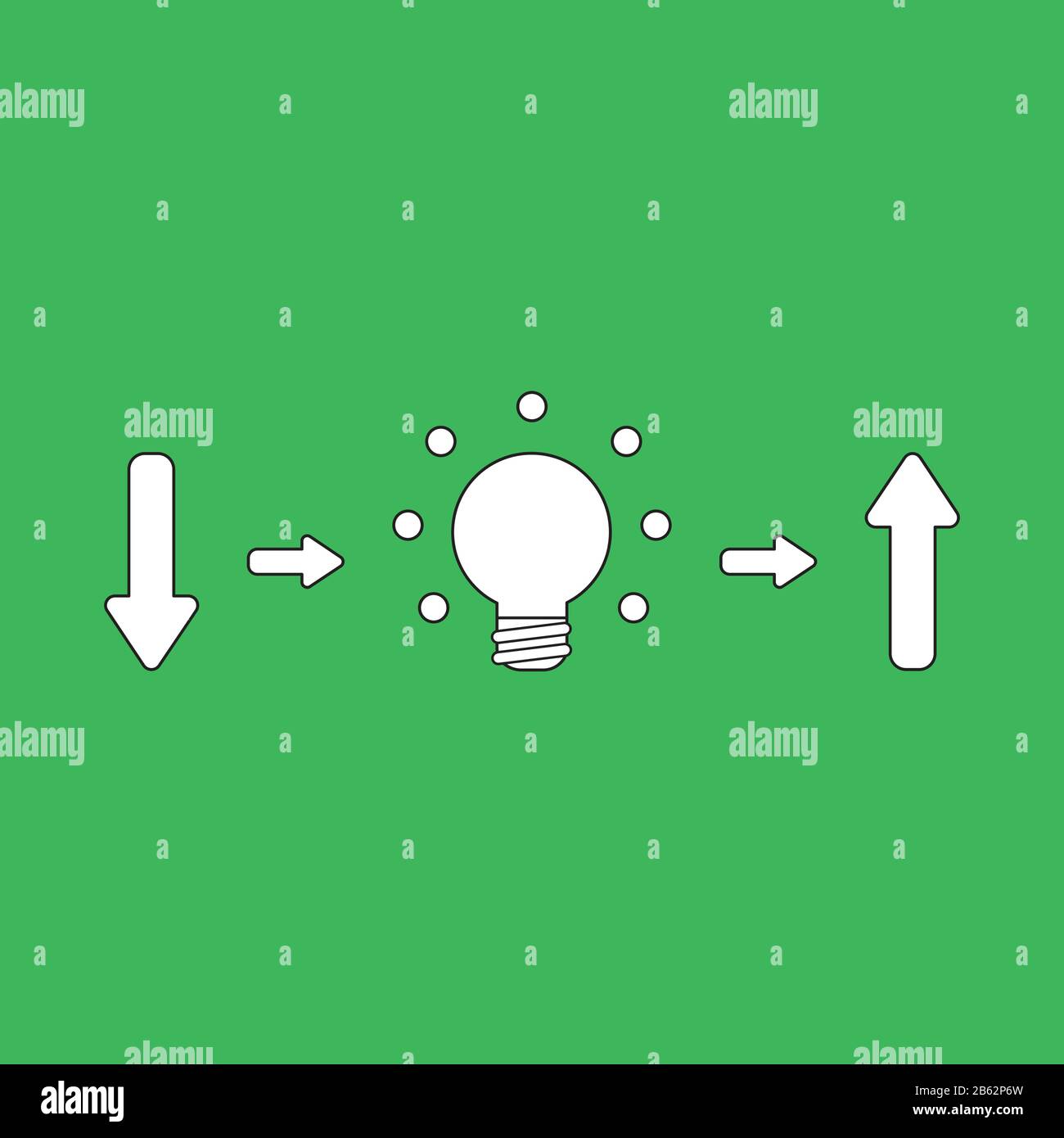 Vector illustration icon concept of arrow down, light bulb idea and ...