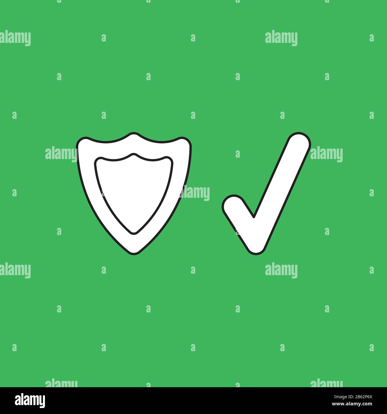 Vector illustration icon concept of guard shield with check mark. Black ...
