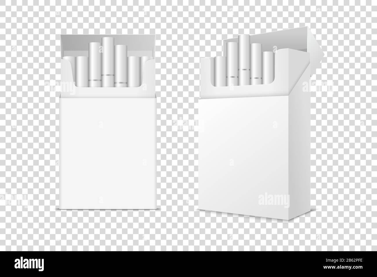 Vector Realistic Closed and Opened Clear Blank Pack with Cigarettes Box ...