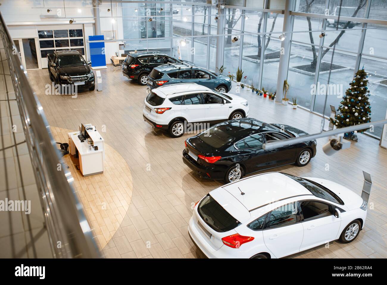 Car dealership, automobile presentation, top view Stock Photo - Alamy