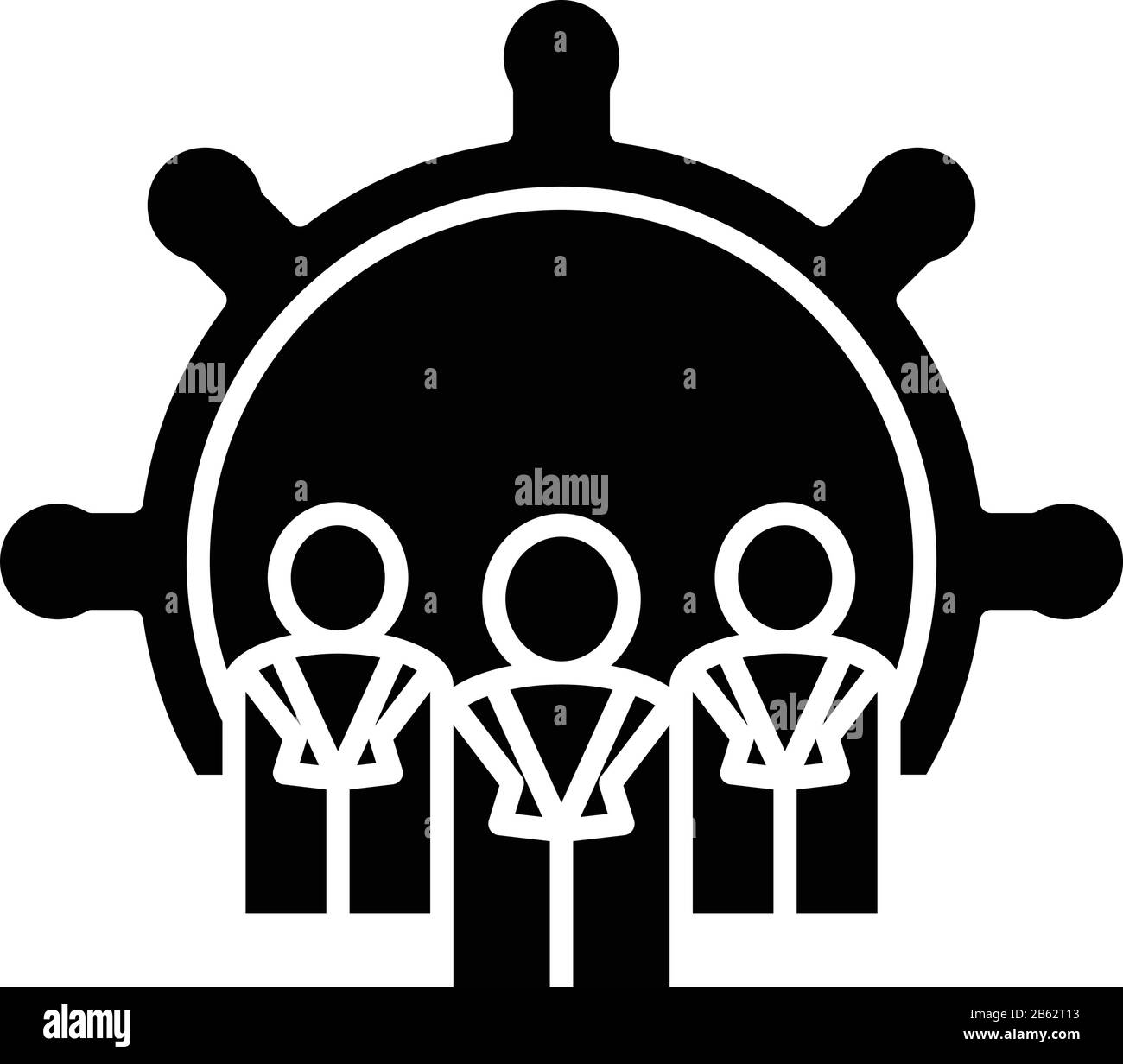 Team system black icon, concept illustration, vector flat symbol, glyph ...