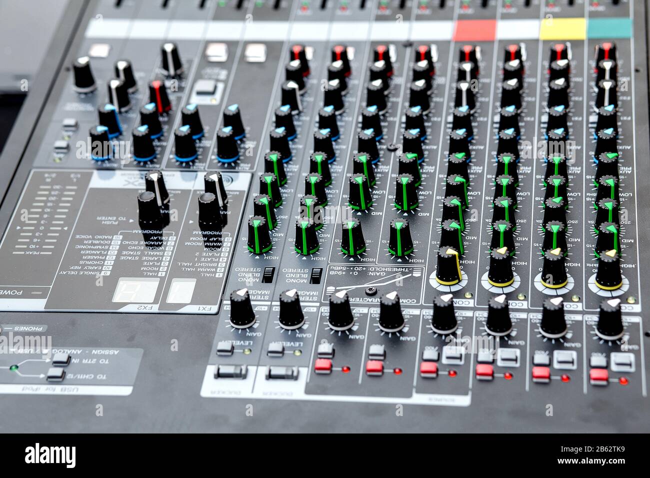 Buttons and tabs in various parts of the audio controller mixer Stock ...