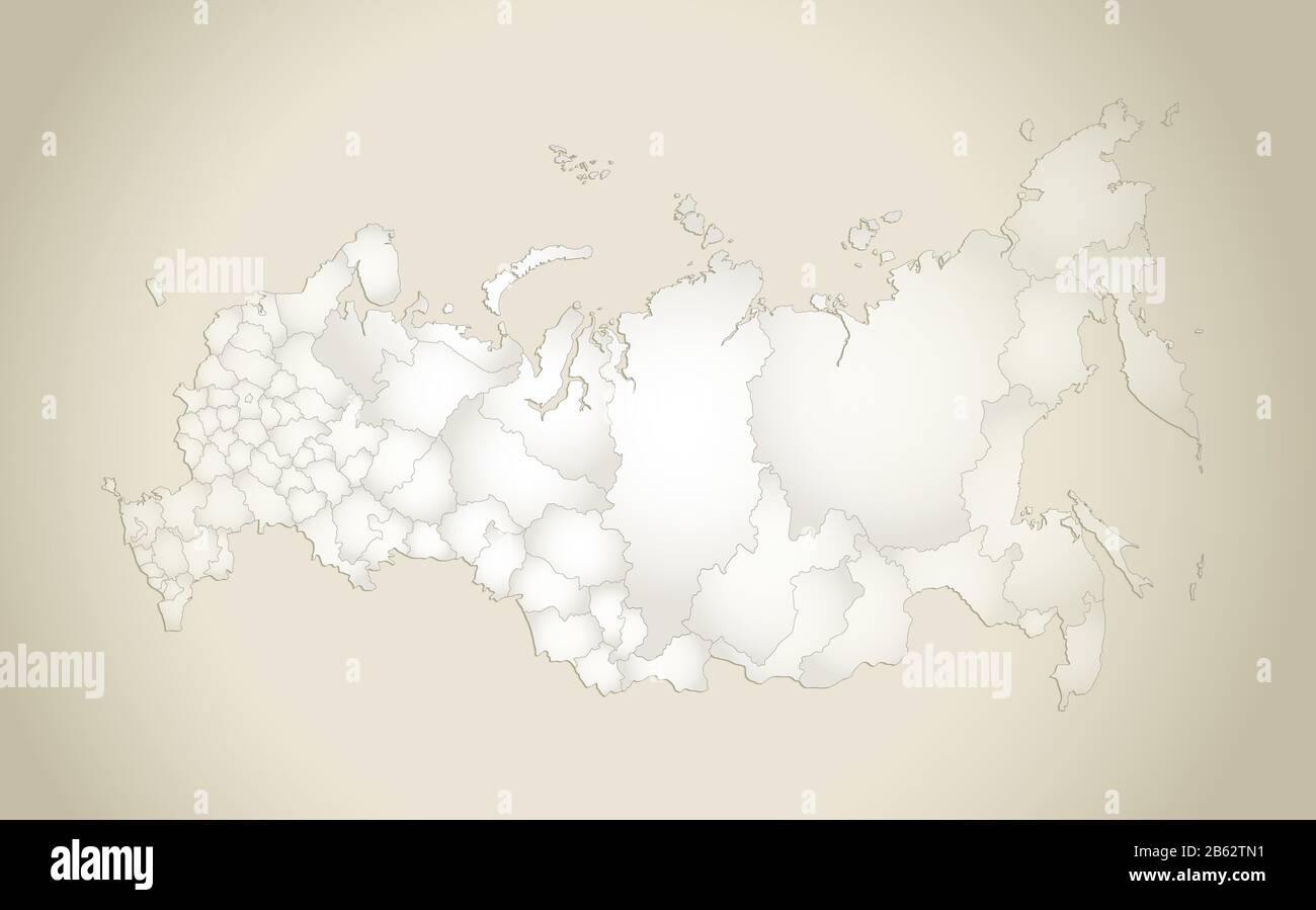 Russia map, administrative division, old paper background blank Stock ...