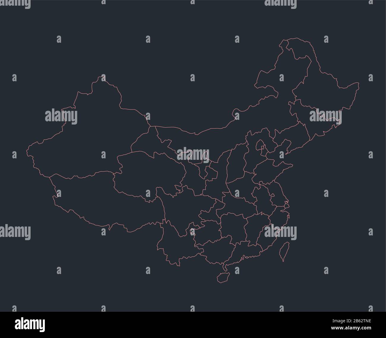 Infographics China map outline, flat design, color blue orange blank ...