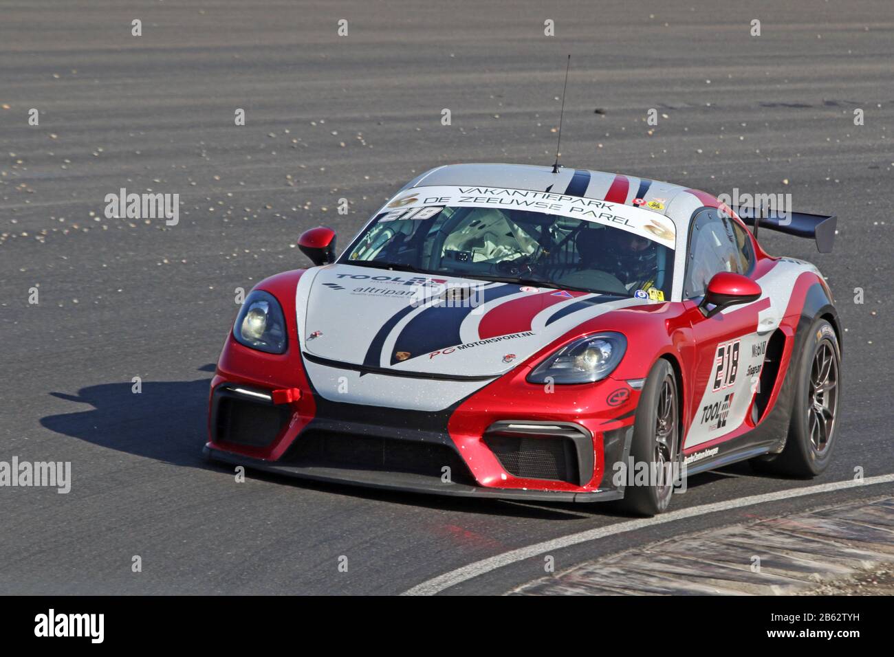 Porsche Cayman GT4 in red and gray metallic livery colors in action ...