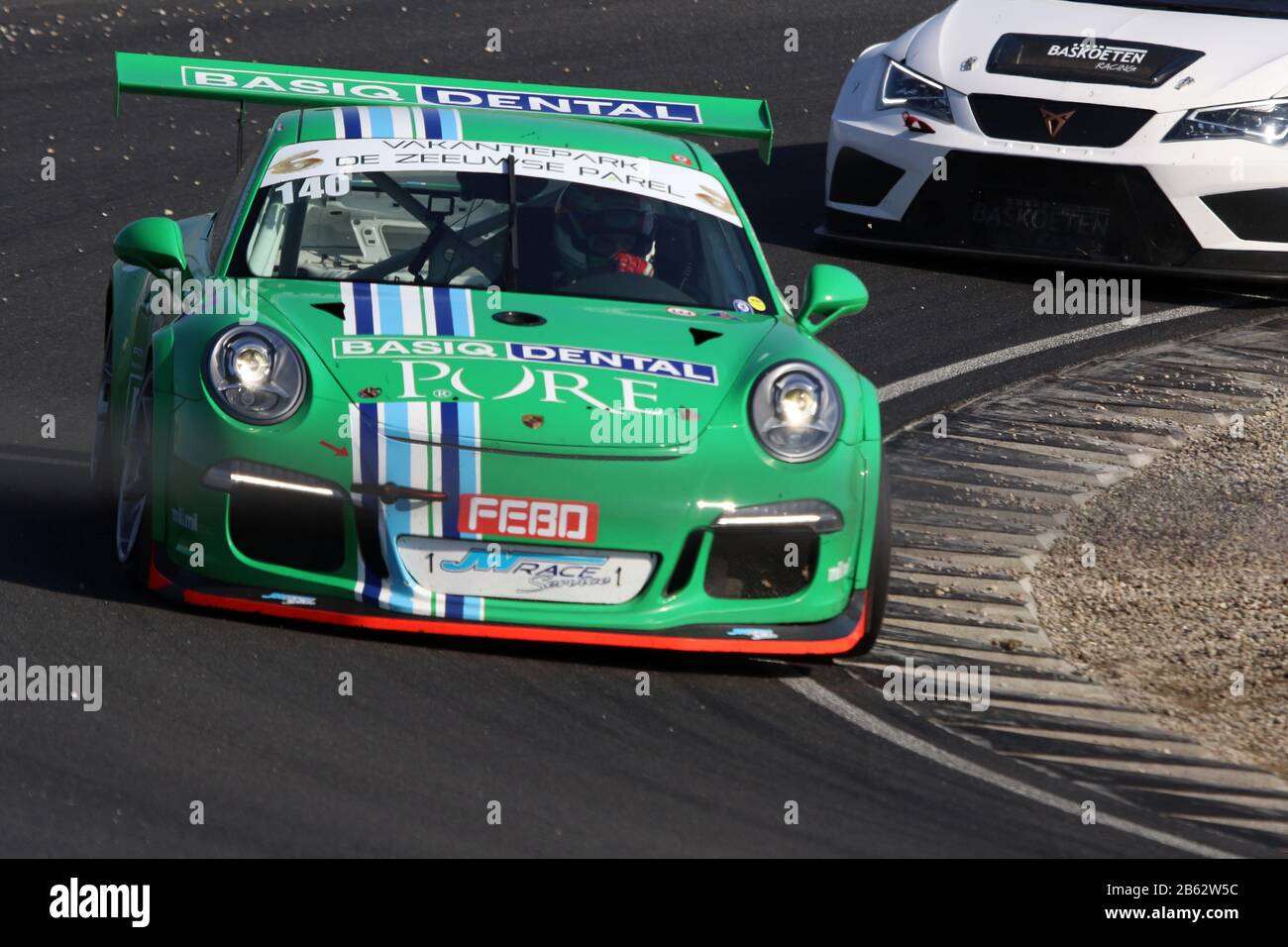 Green Porsche 991 in action during the final of the winter championship ...