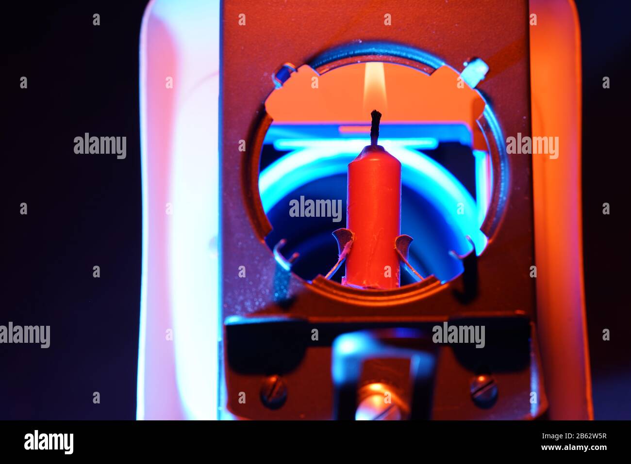 Old slide projector with slide frame photographed in the studio with ...