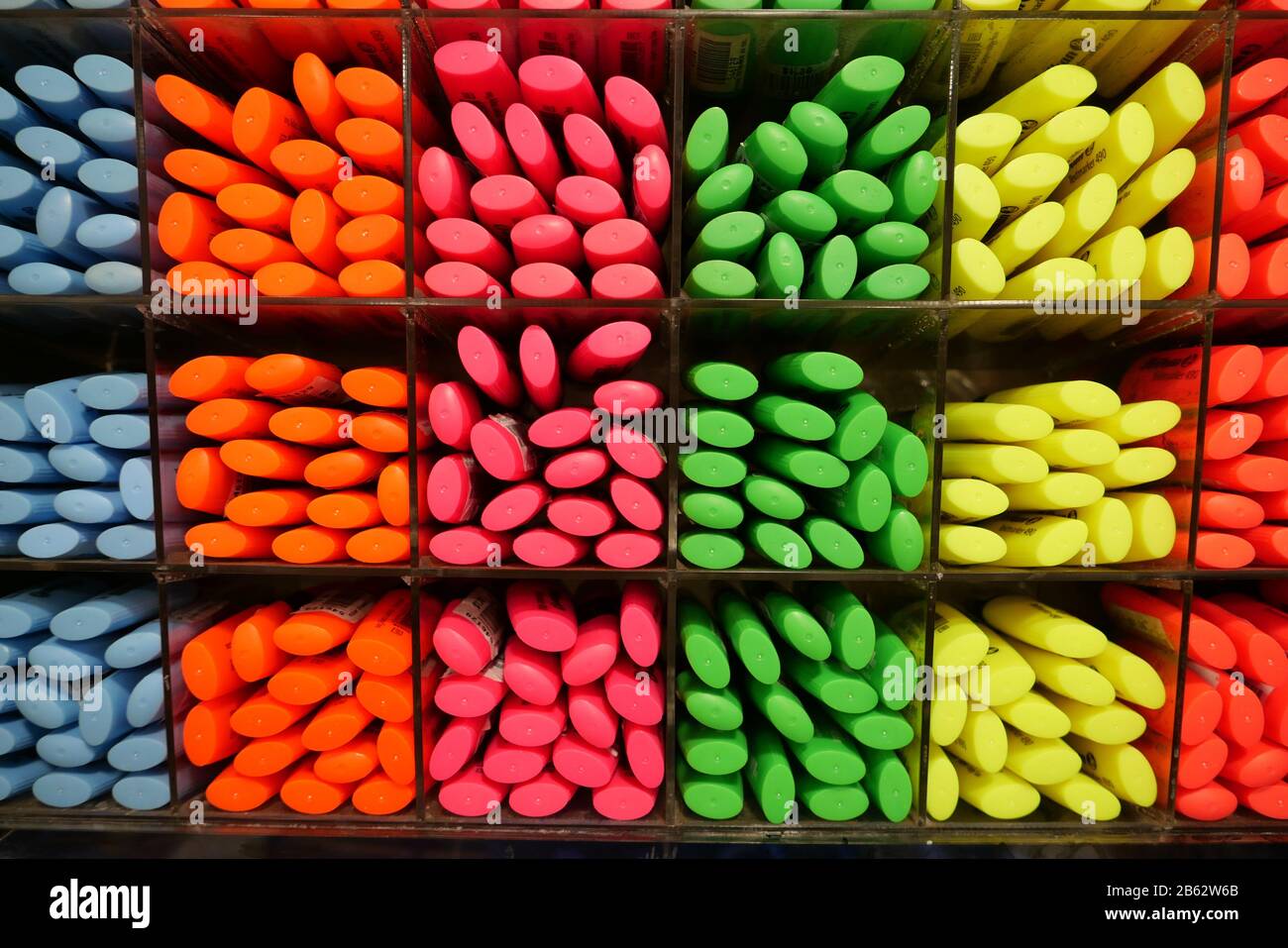 Vivid highlighter display for sale at local store Stock Photo - Alamy