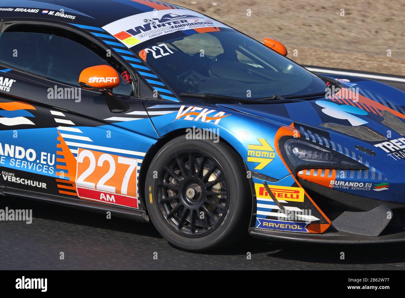 McLaren GT4 in blue livery colors in action during the final of the ...