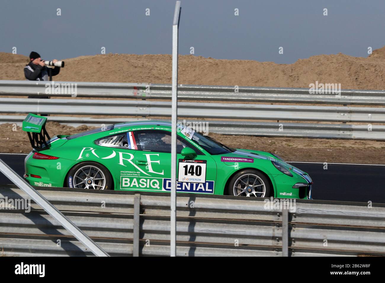 Green Porsche 991 in action during the final of the winter championship ...