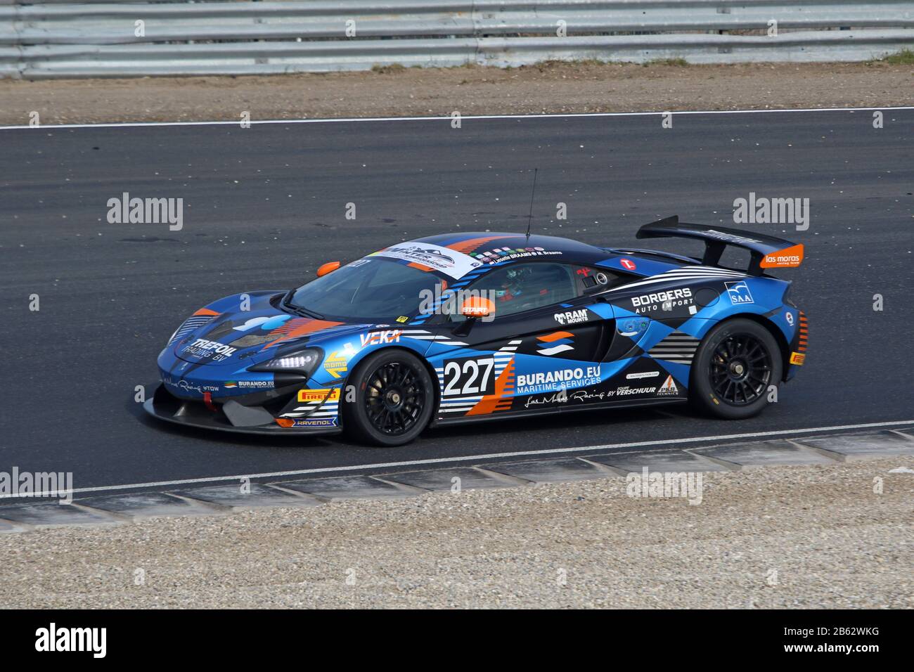 McLaren GT4 in blue livery colors in action during the final of the ...