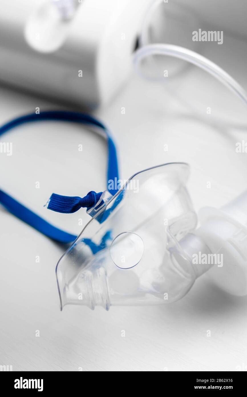Ultrasonic inhaler or nebulizer on white background. Respiratory ...