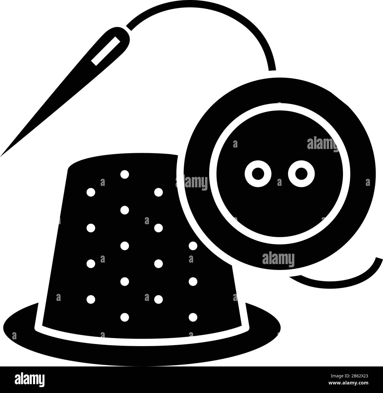 Thimble black icon, concept illustration, vector flat symbol, glyph ...