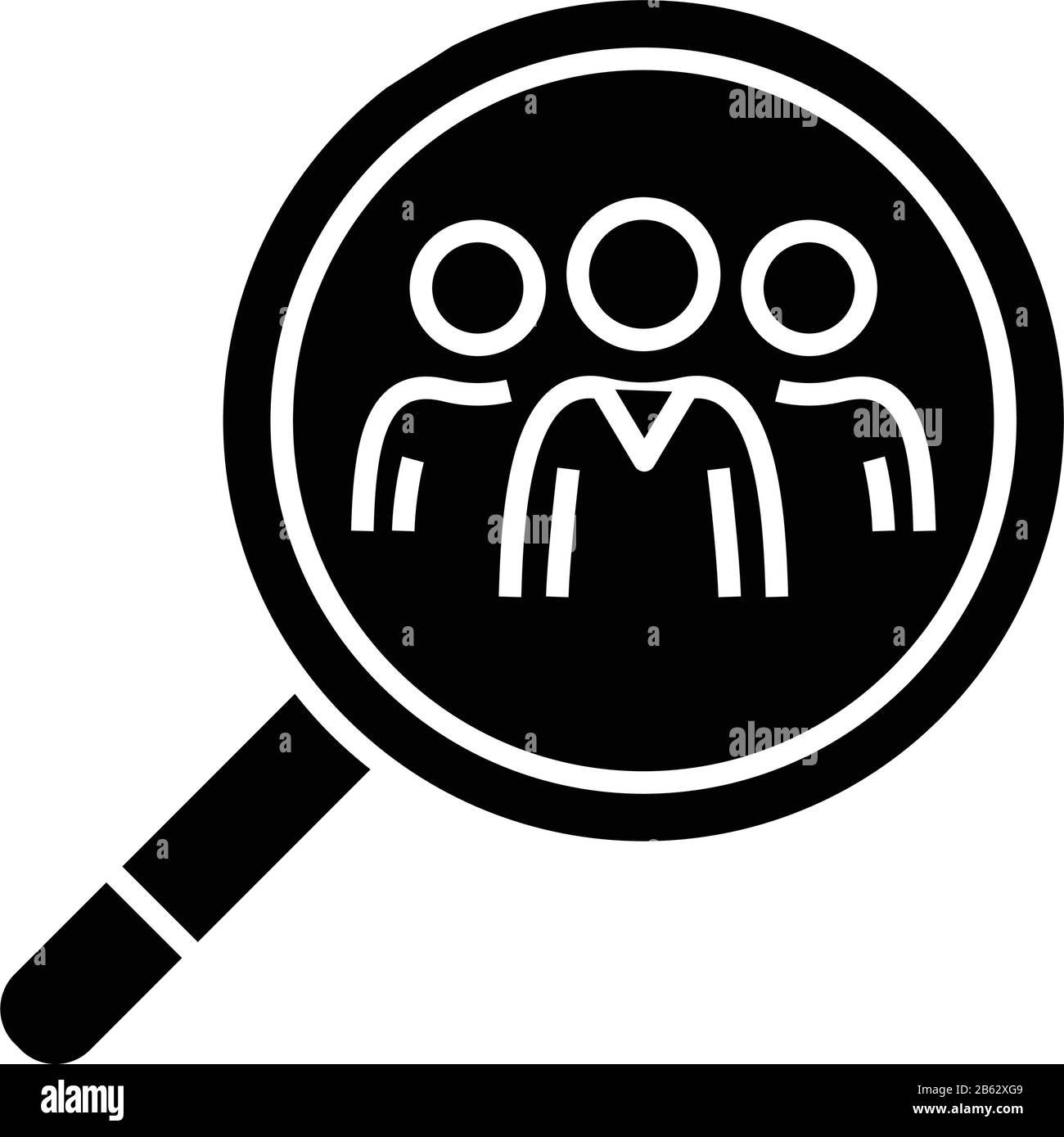 Team members search black icon, concept illustration, vector flat ...