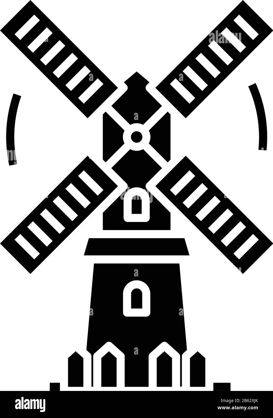 Windmill black icon, concept illustration, vector flat symbol, glyph ...
